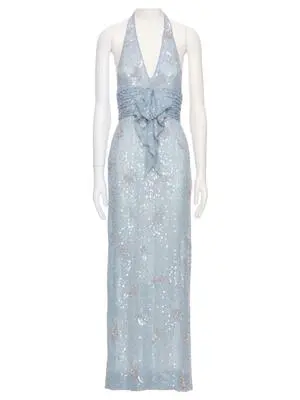 Valentino Garavani Halter Neck Embellished Gown - Gray