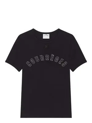 COURREGES Medusa Logo Print T-shirt - Black