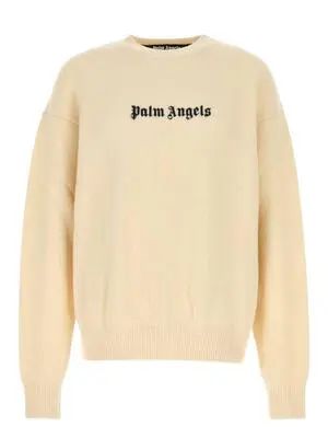Palm Angels Logo Embroidered Crewneck Jumper - Ivory