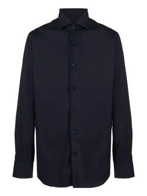 BARBA NAPOLI Classic-collar Poplin Shirt - Black