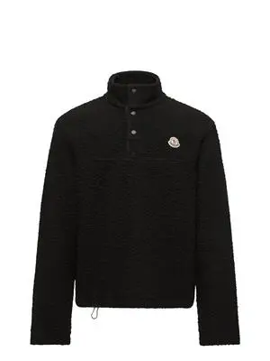Moncler Logo Patch Stand Collar Knit Sweatshirt - Black