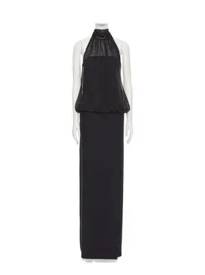 Valentino Garavani Sleeveless High Neck Gown With Tie Detail - Black