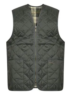 BARBOUR Barbour Quilted Zip-Up Vest With Checked Lining