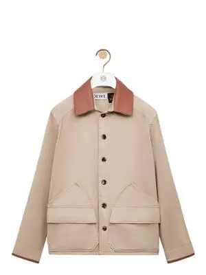 Loewe Long-sleeved Casual Jacket With Detachable Leather Collar - Sand-colored