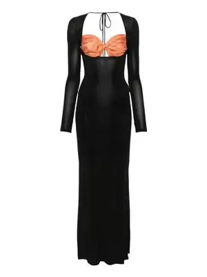 MARINE SERRE Regenerated Silk Scarves Maxi Dress - Black