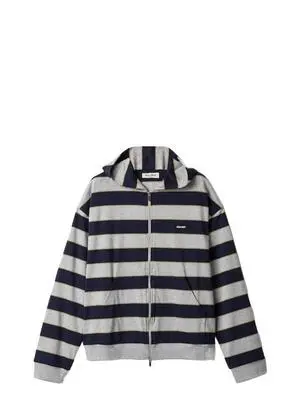 Miu Miu Striped Jersey Zip-up Hoodie - Blue/grey