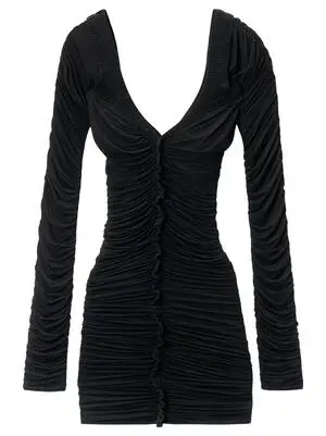 Alexander Wang Ruched Long Sleeve Mini Dress - Black