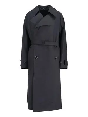 LEMAIRE Double-breasted Belted Trench Coat - Black