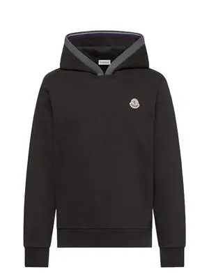 Moncler Brushed Cotton Logo Hoodie - Black