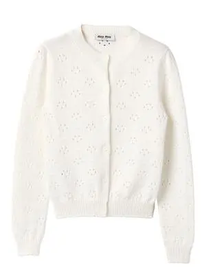 MIU MIU Miu Miu Cotton Cardigan With Ribbed Details