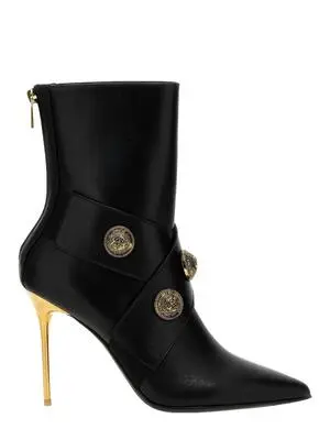 Balmain Embellished Pointed Toe Ankle Boots - Black