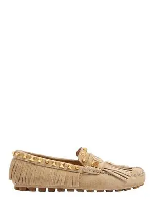 Valentino Garavani Valentino Garavani Rockstud Suede Loafers Nude