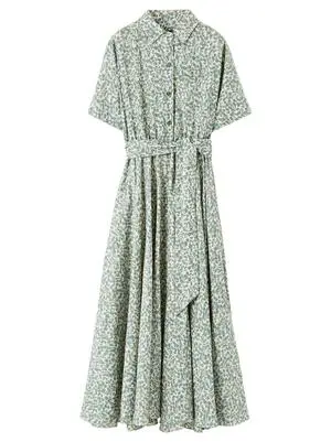Loro Piana Printed Maxi Dress With Shirt Collar And Belt - No
