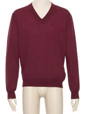 Valentino Garavani V-neck Wool Jumper With Vg Embroidery - Red