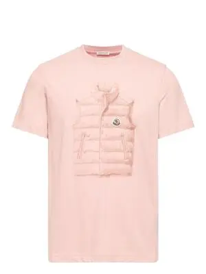 Moncler Padded Gilet Print T-shirt - Pink