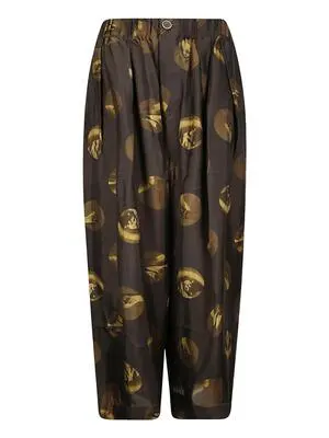 UMA WANG Printed Elasticated Waist Trousers - Black