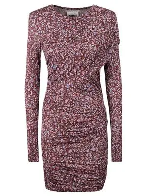 Isabel Marant Étoile Long Sleeve Floral Print Gathered Dress - Red