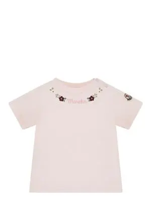 Moncler Embroidered Logo Cotton T-shirt - Light Pink