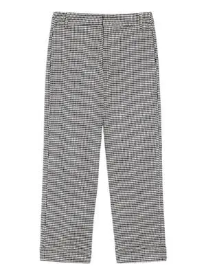 Max Mara Linen And Cotton Basketweave Houndstooth Trousers - Blue