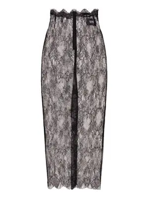 Dolce & Gabbana Dolce & Gabbana Chantilly Lace Midi Skirt Gray