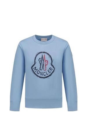 Moncler Logo Printed Crewneck Sweatshirt - Blue