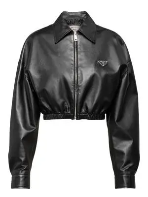 Prada Leather Cropped Jacket - Black