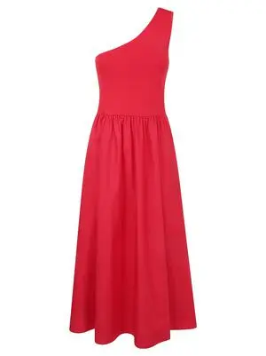 TWINSET One-shoulder Midi Dress With Pleated Detailing - Red
