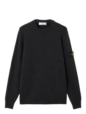 Stone Island Stone Island Ribbed Crewneck Jumper With Badge Charcoal Gray Mixed Color