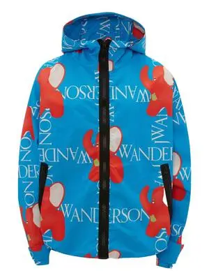 J.W.ANDERSON Jw Anderson Logo-printed Zipped Hooded Jacket - Blue