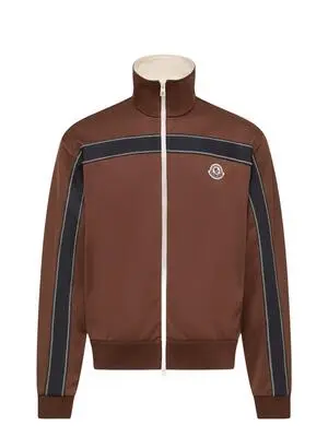 MONCLER Topstitched Turtleneck Zip-Up Sweatshirt