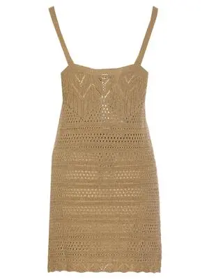 TWINSET Sleeveless Knitted Mini Dress - Brown