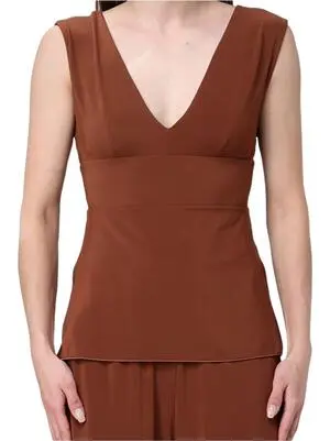 Max Mara Sleeveless V-neck Top With Slit Hem - Red