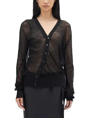 ANN DEMEULEMEESTER Sheer Wool Cardigan - Black