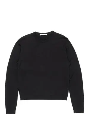 Acne Studios Merino Wool Crewneck Sweatshirt With Bow Embroidery - Black
