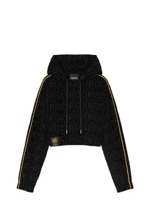 VERSACE Versace All Over Monogram Cropped Hoodie