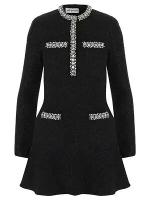 SELF-PORTRAIT Sequin Knit Mini Dress - Black