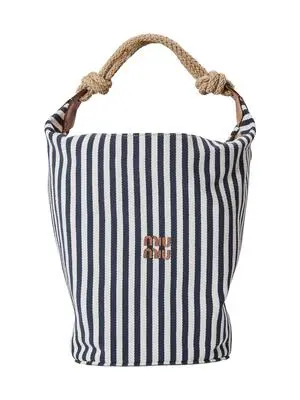 Miu Miu Striped Canvas Bucket Bag With Rope Handle - Multicolor