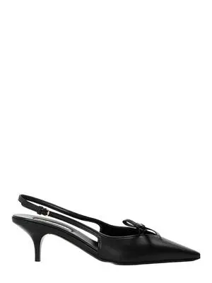 Miu Miu Logo Bow Kitten Slingbacks - Black