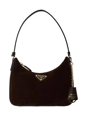 Prada Solid Color Shoulder Bag  Black