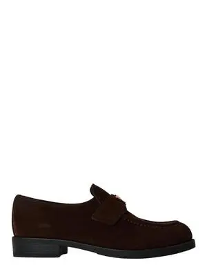 Prada Prada Suede Penny Loafers With Metallic Buckle Black