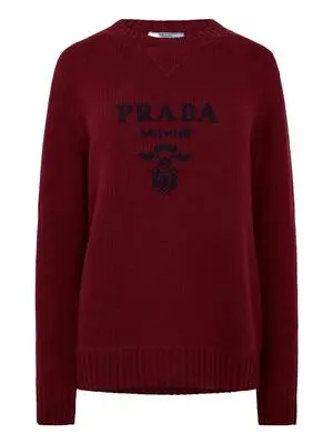 Prada Crew Neck Knit Sweater With Embroidered Graphic - No
