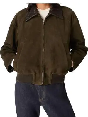 Bottega Veneta Suede Leather Blouson - Deep Moss