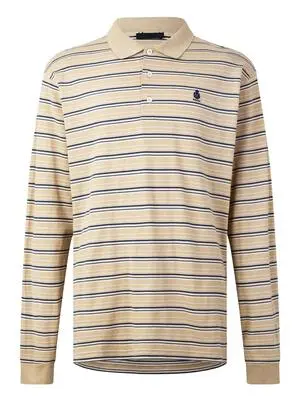 Prada Long-sleeve Fine Stripe Pique Polo Shirt - No