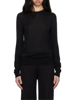 TOTEME Ribbed Crewneck Knitted Jumper - Black