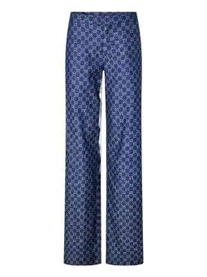 Gucci Navy Monogram Straight-leg Trousers - No