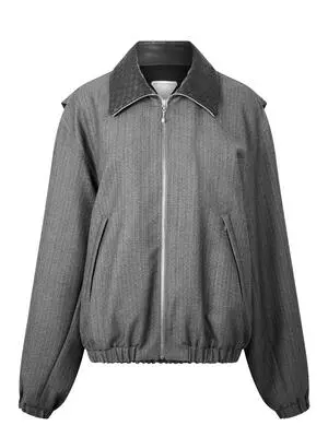 BOTTEGA VENETA Bottega Veneta Zip Bomber Jacket With Textured Spread Collar