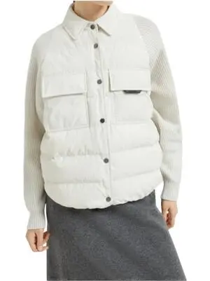 Brunello Cucinelli Long Sleeve Quilted Jacket - Ivory