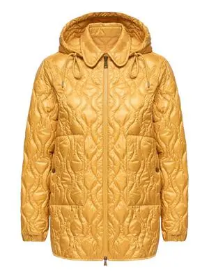 Moncler Moncler Balette Geometric Quilted Mid-Length Down Jacket Yellow