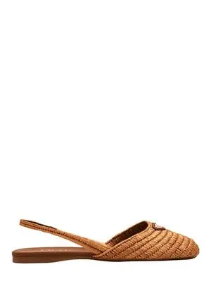 PRADA Prada Woven Raffia Slingback Flats