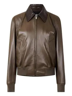 Bottega Veneta Smooth Leather Bomber Jacket - Brown